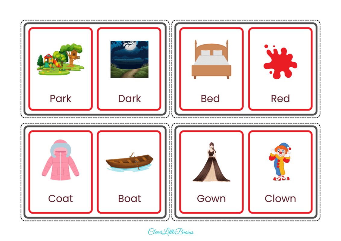 Rhyming Flashcards For Kids | Matching Rhyming Words With Pictures In ...